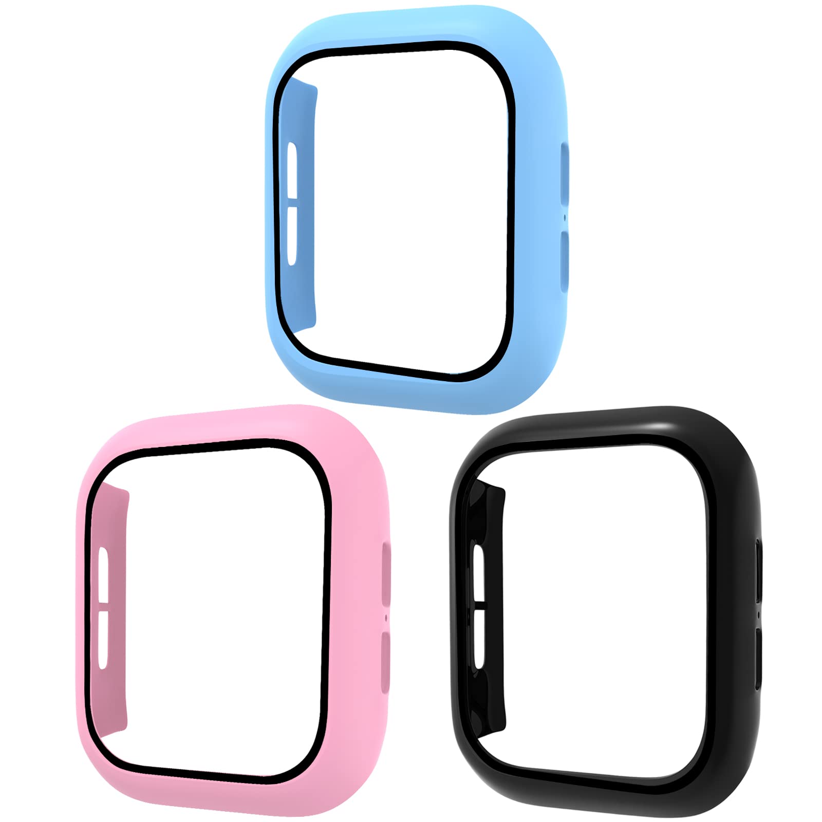 3PCS BENPNIU Hard PC Case Compatible with Gabb Watch Screen Protector, Full Coverage Ultra-Thin HD Bumper Protective Case for Gabb Wireless Kids Watch 2/1, Blue/Pink/Black