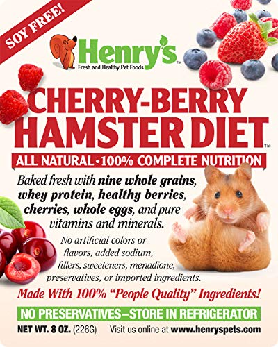 Henry's Cherry Berry Hamster Food - The Only All Natural Baked Fresh to Order, 8 Ounces
