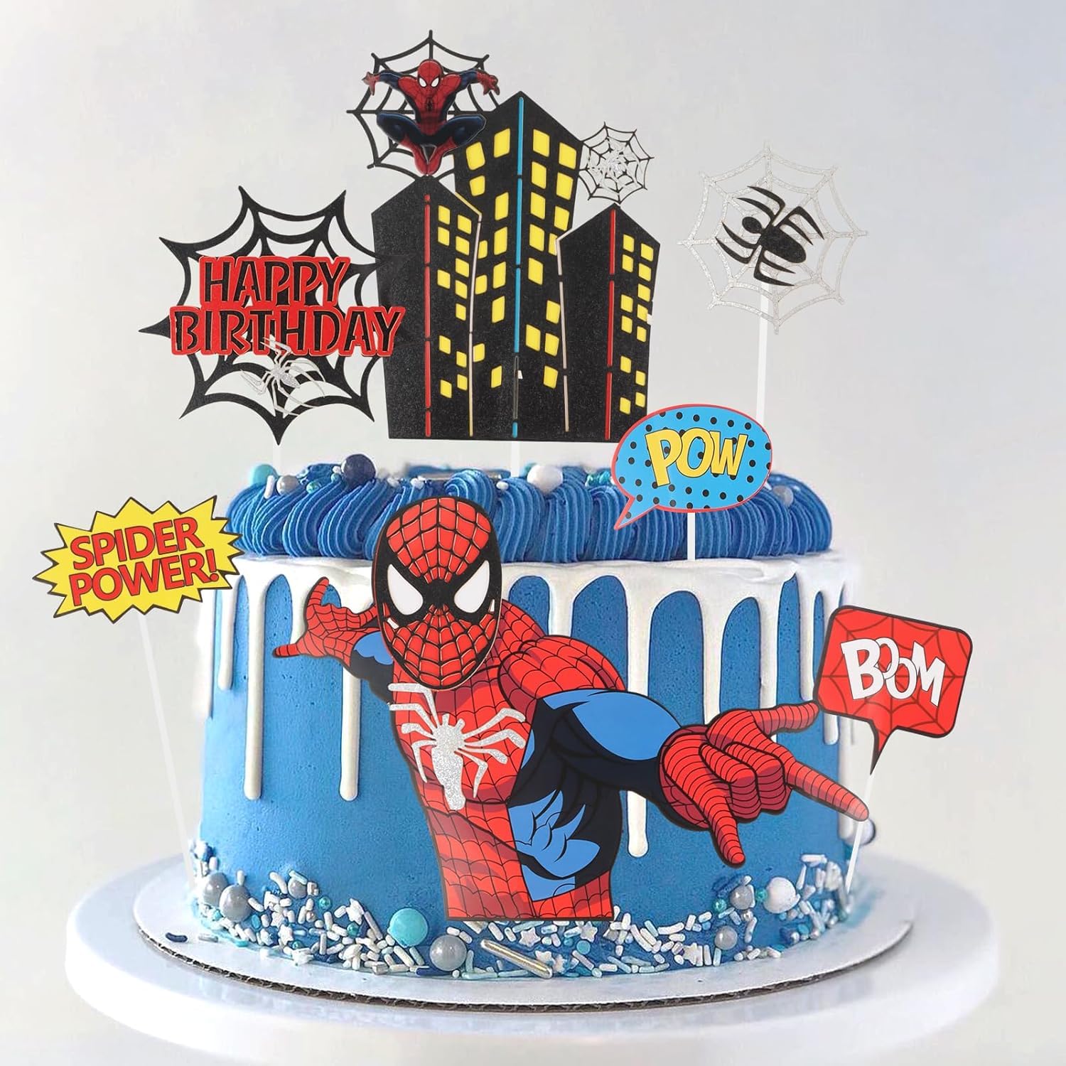 7 Pcs Red Spider Cake Topper Cupcake Toppers Cake Decorations Birthday Party Supplies Toppers for Children