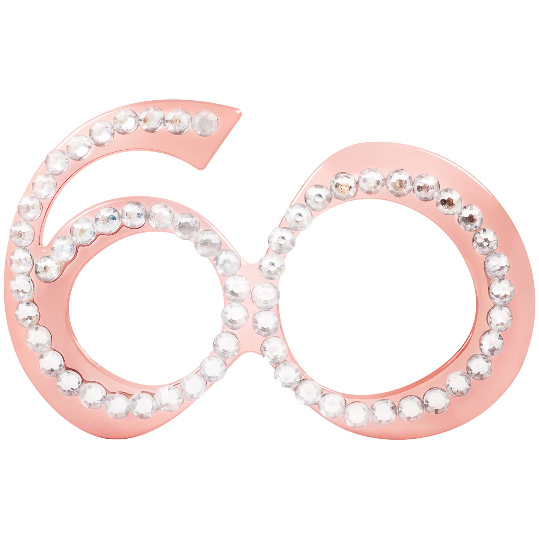 60th Birthday Glasses - 6 Pairs Rose Gold 60 Years Old Glasses with Rhinestones Frame, Funny Plastic Costume Photo Booth Props for 60th Anniversary Party Decorations