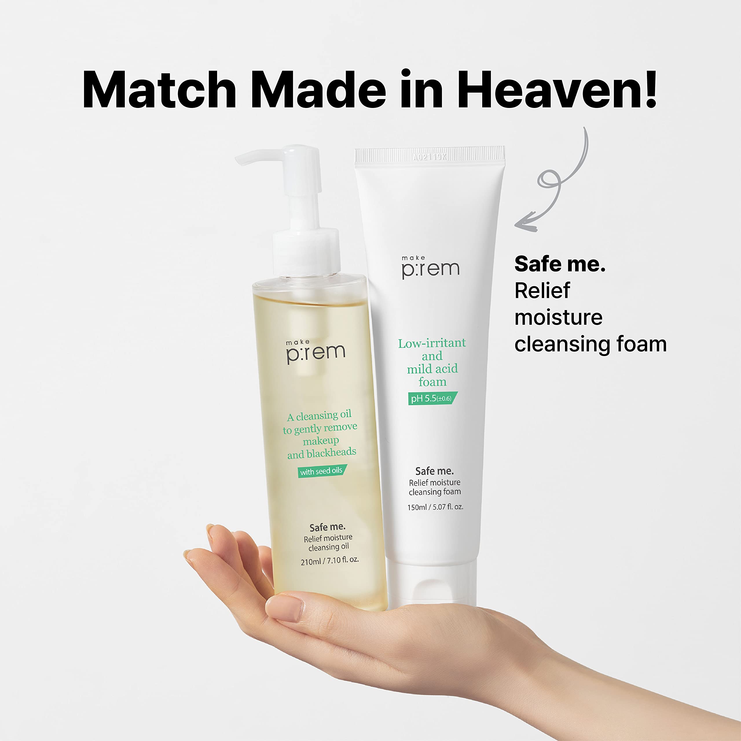 MAKEPREM Safe me. Relief Moisture Cleansing Oil 7.1 Fl Oz Naturally-Derived Ingredients PHA Formula Makeup Remover Pore Cleansing Blackhead Removal Hypoallergenic and Clinically Tested Oil Cleanser