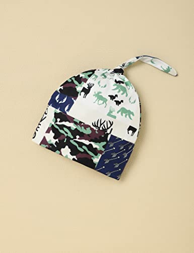 Newborn Baby Boy Clothes Outfits Letter Print Romper + Hunting Elk Pants+Hat 3PC Clothing Set (C-White, 0-3Months)