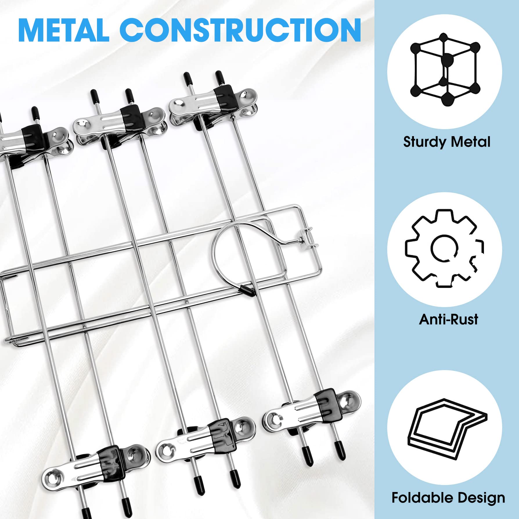 3 Pack Closet-Organizer-Pants-Hangers-Space-Saving,Metal Closet-Organizers-and-Storage,6 Tier Organization and Storage Short Skirt Hangers Cilp,Dorm Room Essentials for College Students Girls Boys Guy