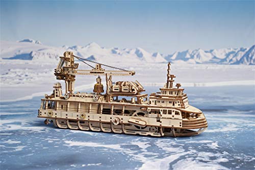 UGEARS 3D Puzzles Research Vessel - DIY Model Ship 3D Idea - Unique and Creative Wooden Mechanical Models - Self Assembly Woodcraft Construction Kits