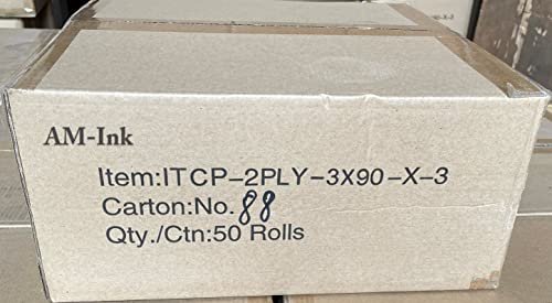 AM-Ink Two Ply Carbonless POS Receipt Paper Rolls 3" x 90' 2-Ply White/Canary - 50 Rolls