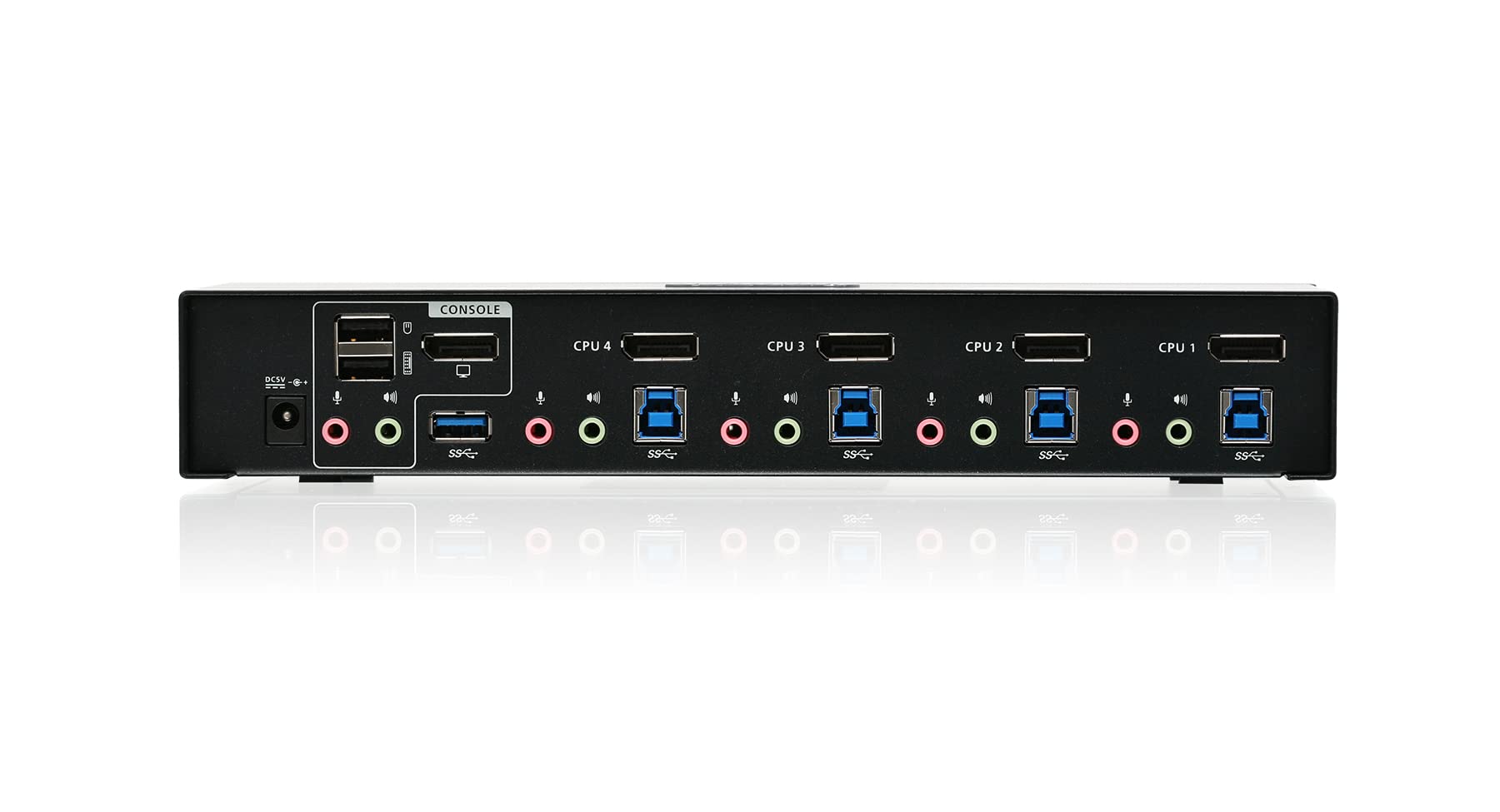 IOGEAR 4-Port DisplayPort KVMP Switch - 4K 60Hz - 2-Port USB 3.1 Hub 5Gbps - Keyboard Mouse Input - 7.1 HD Audio - Front Panel Selector - TAA Compliant - Mac/Win - GCS1934