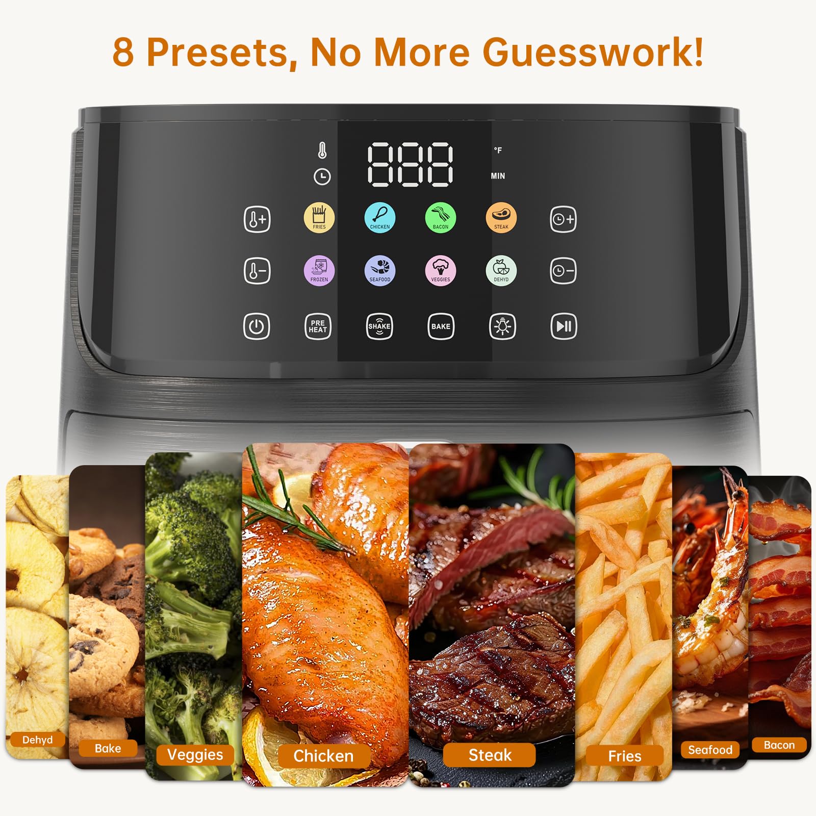 Air Fryer 11-in-1, Large 5.8 QT Airfryer with Easy View Windows, MAX 450℉ for Crispy, 85% Less Oil, Fast Roast, Preheat, Shake, Bake, Frozen, Non-Stick Basket for Easy Clean, With Professional Recipes