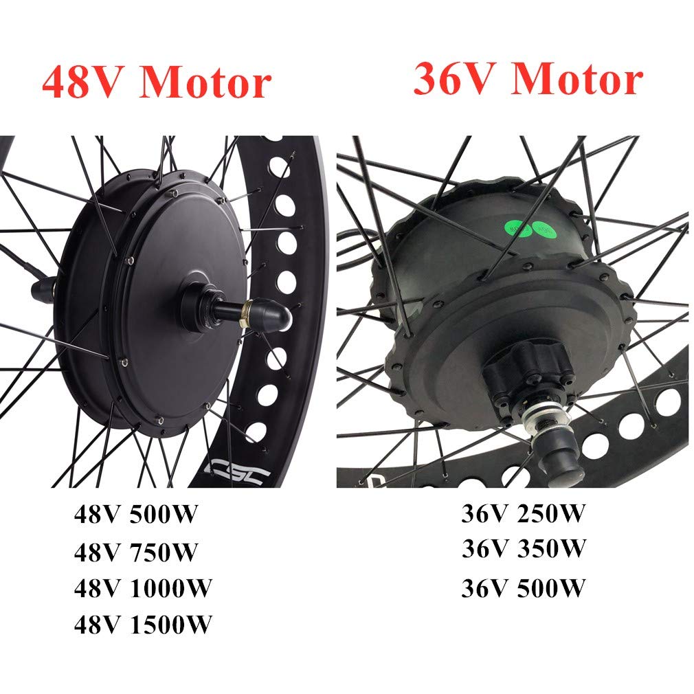 26" Fat Tire Ebike Rear Wheel Conversion Kit, 48V 1000W 1500W Fat Wheel Rear Drive Hub Motor Electric Bicycle Conversion Kit for 4.0 Tire Snow Bicycle