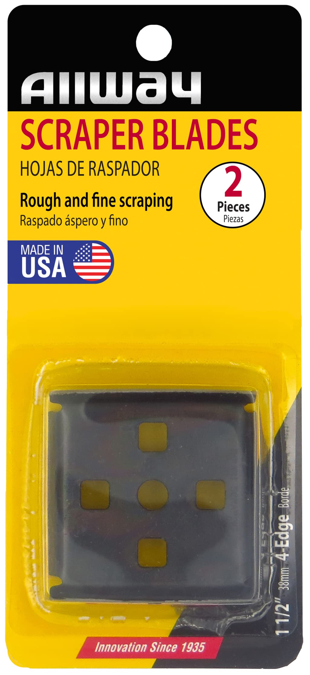 ALLWAY 22B 4-Edge Scraper Blade for Wood and Painting Applications, 1-1/2", 2 Pack