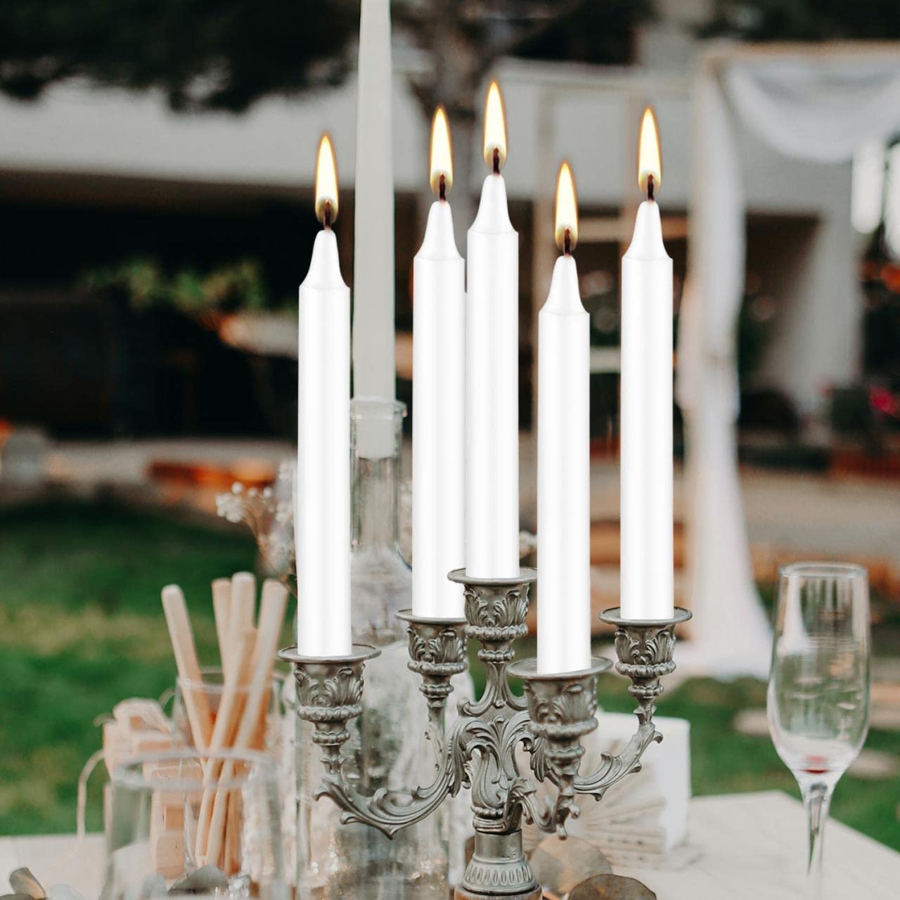 4 Inch White Taper Candle for Home Decor,20 Pack Unscented, Smokeless & Dripless Candle Stick, 1.5 Hour Burning Time for Party, Wedding, Dinner and More