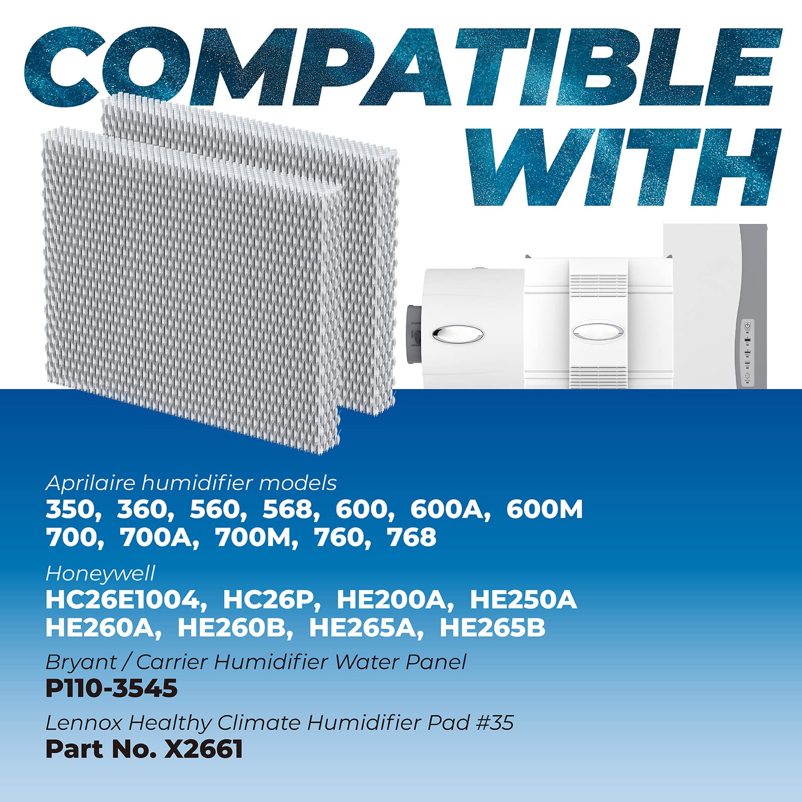 35 Water Panel Compatible with Aprilaire Humidifier,Model 35 02 Replacement Filter 2 Pack for Aprilaire 350,560,560A,568,600,600A,600M,700,700A Humidifier Pad,Whole House Humidifier Filter