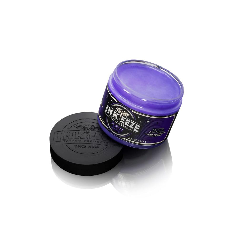 INK-EEZE Purple Tattoo Ointment for Artists and Aftercare, Essential Oils, Petroleum Free, Cruelty Free, Made in USA, Lavender, 6oz