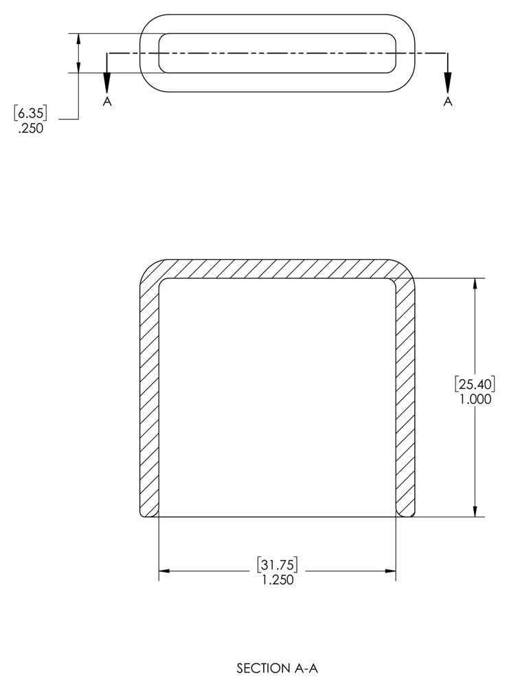 Caplugs VRF-250X1250-16 VRF Series – Vinyl Rectangular Finishing Cap with Flat End Grip, 200 Pack, Black Plastic Caps, 1.000" L x 1.250" W Handle Grips, Paint Shields, End Caps, ESD Covers