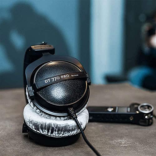 blucoil Beyerdynamic DT 770 PRO 80 Ohm Over-Ear Studio Headphones in Gray. Wired for Professional Recording and Monitoring Bundle 6' 3.5mm Audio Extension Cable, and Slappa Headphone Case