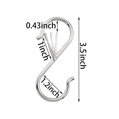 Anti-Falling S Hook ITROLLE 10PCS 3.5 Inch Heavy Duty Metal Safety Buckle Design S Shaped Hooks for Hanging Plants, Lights, Pot, Pans, Cups Anti Drop S Hook Hangers