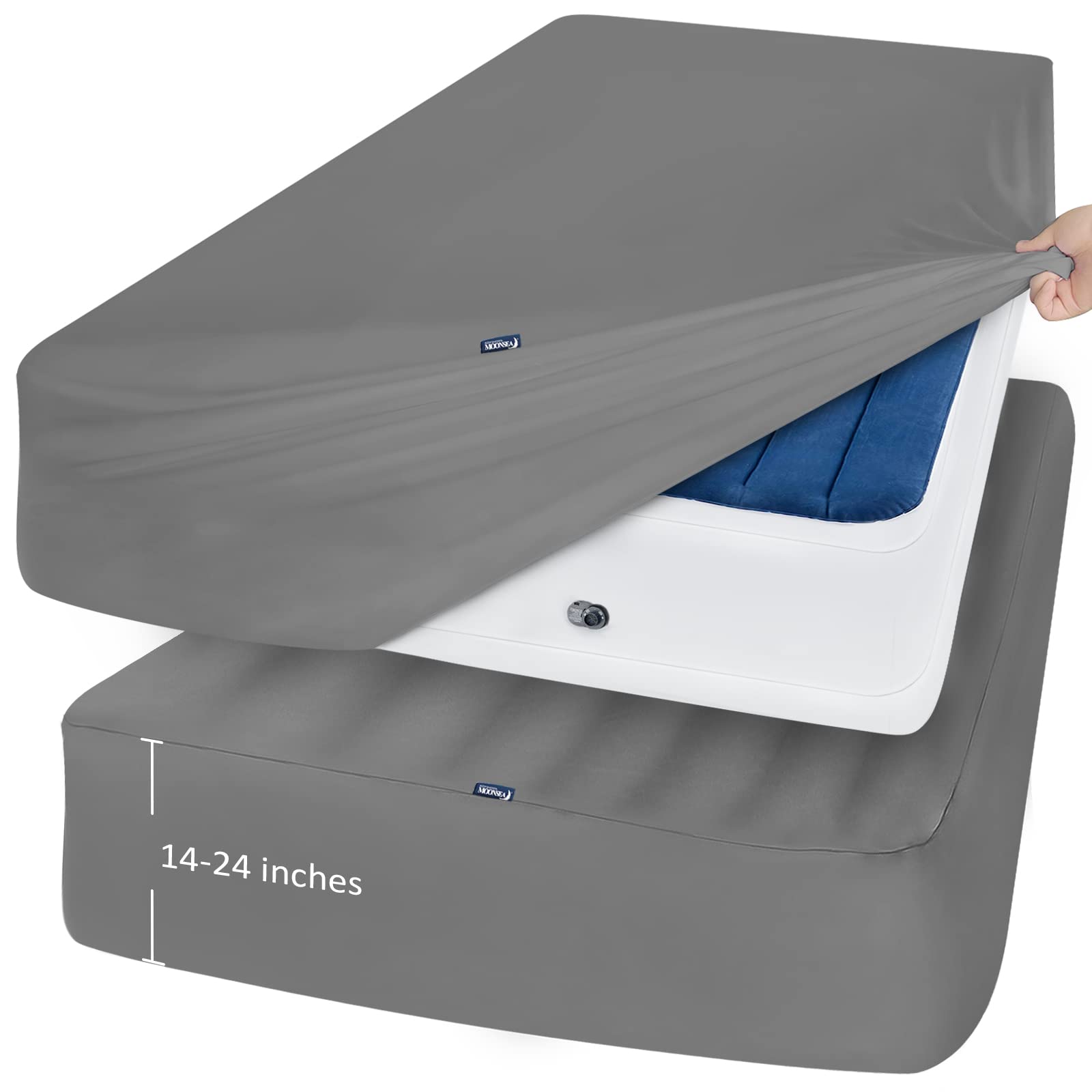Extra Deep Pocket Queen Fitted Sheets & Mattress Pad Cover, Cooling Quilted Mattress Topper fits 16-24 Inches Deep Mattresses