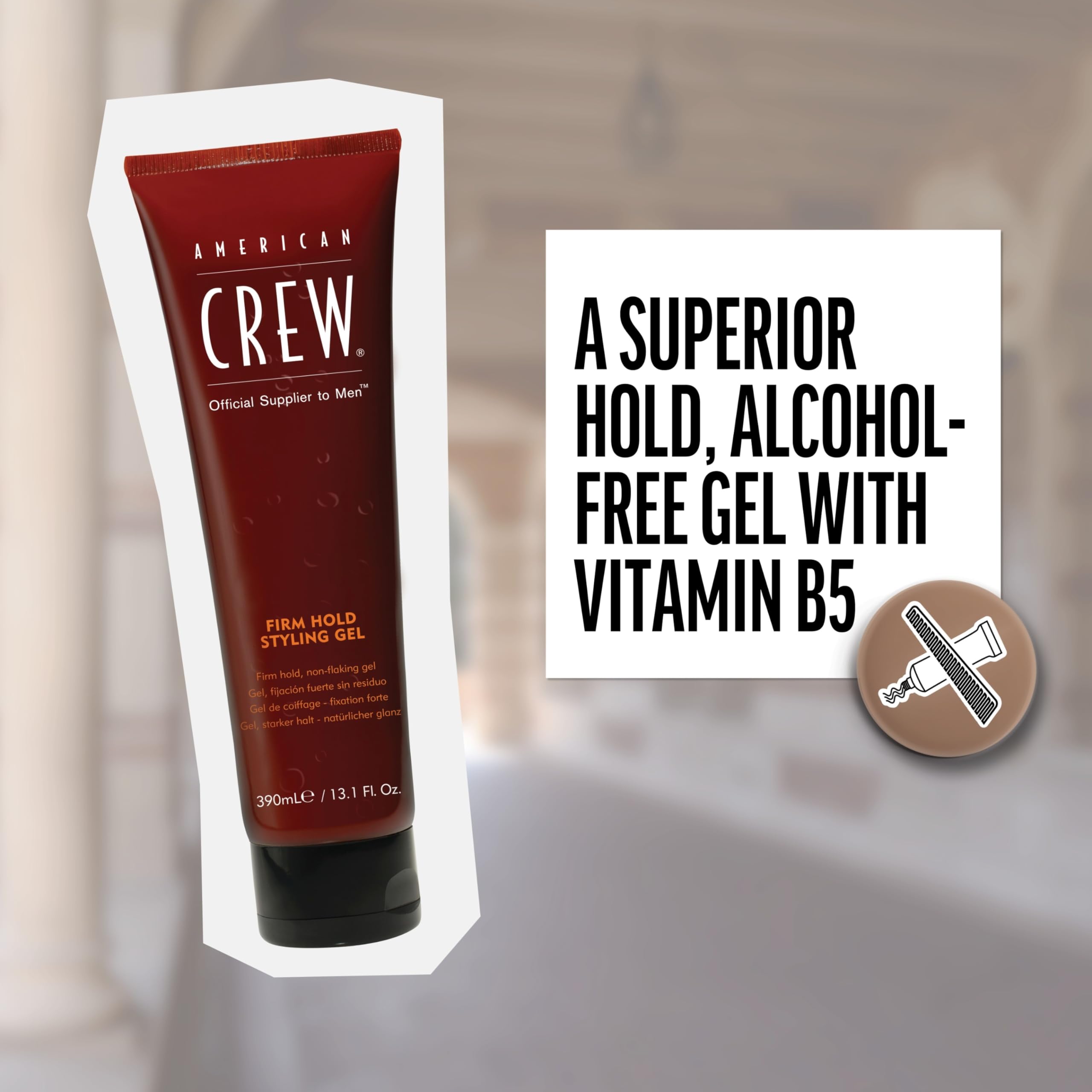 American Crew Men's Hair Gel, Firm Hold, Non-Flaking Styling Gel, 8.4 Fl Oz