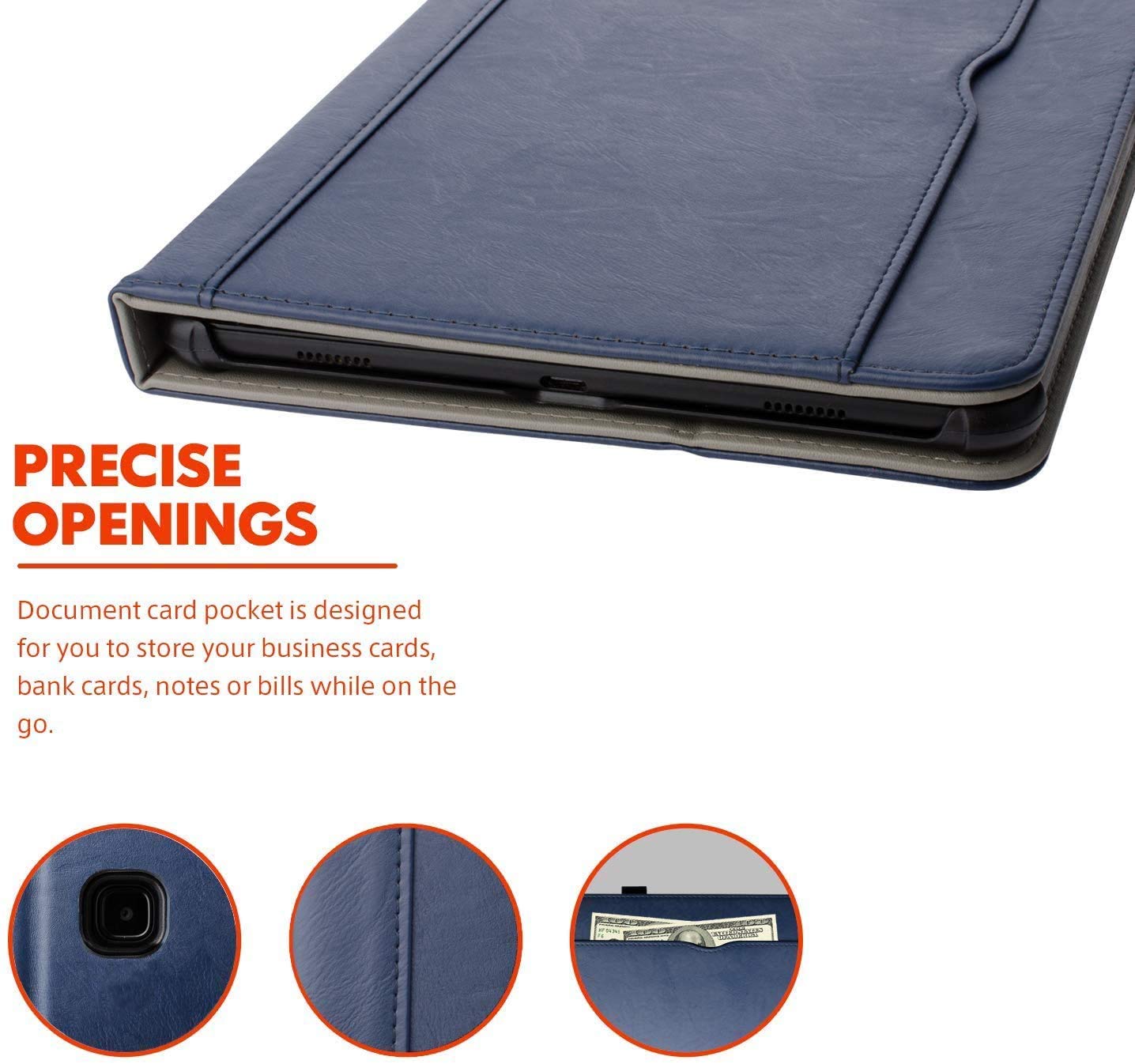 ZoneFoker for Samsung Galaxy Tab A7 10.4 2020 Case, Business Leather Cover, Multi-Angle Viewing Folio Stand Case with Pen Holder Pocket for Galaxy Tab A 7 10.4 SM-T500/T505/T507-(Blue)