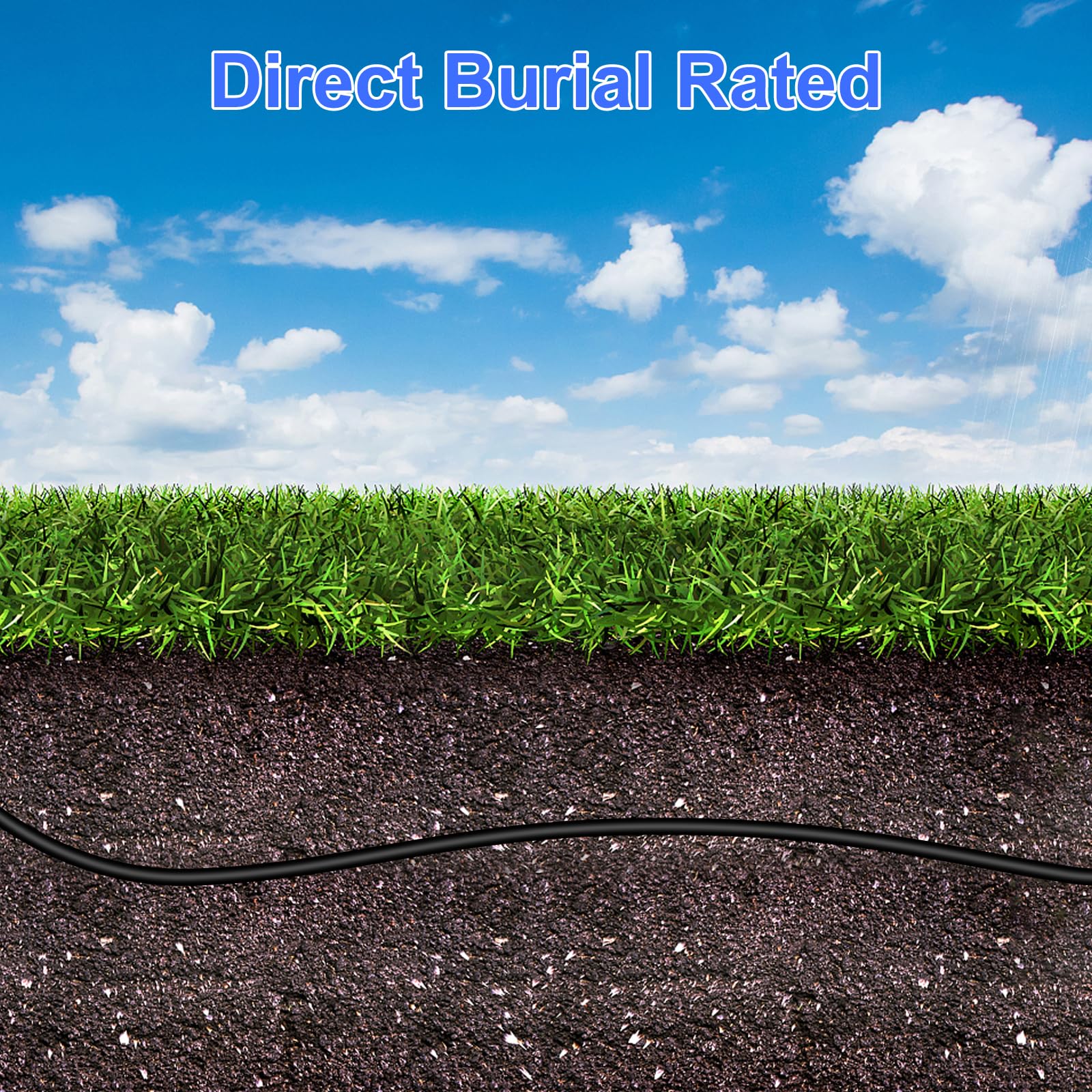 350FT Cat6 Outdoor Ethernet Cable, In-Ground, Heavy Duty Direct Burial, 24AWG CCA Patch Cord, POE, UTP, Waterproof, LLDPE UV Resistant, Network, Internet, LAN, Cat 6 Cable 350 Feet with 25 Cable Ties