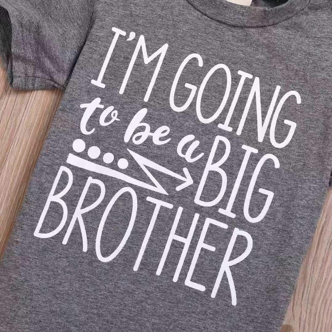 Toddler Kids Baby Boy Tee I'm Going to Be A Big Brother T-Shirt Short Sleeve Tops (Gray, 2-3T)