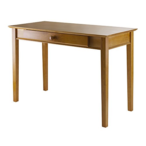 Winsome Wood Studio Home Office, Honey & Wood Corner Desk with Shelf, Honey