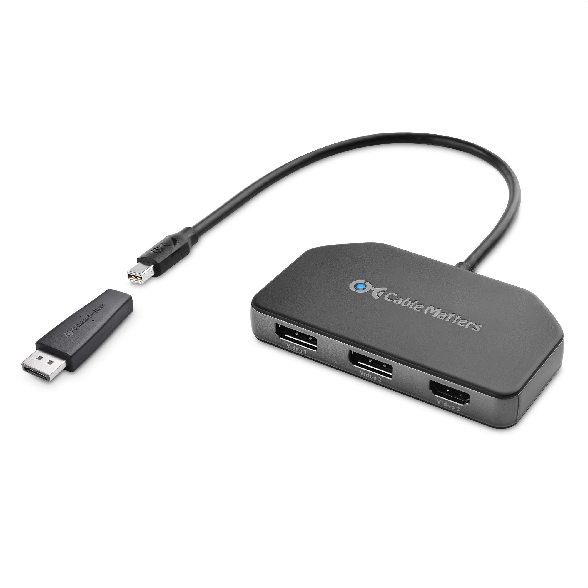 Cable Matters 101065, Mini DisplayPort/DisplayPort Splitter (2 DP + 1 HDMI), DP MST Hub with 2X DisplayPort and 1x HDMI for Windows, NOT Compatible with macOS