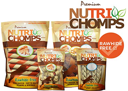 NutriChomps Dog Chews, 2.5-inch Knots, Easy to Digest, Rawhide-Free Dog Treats, 8 Count, Real Peanut Butter flavor