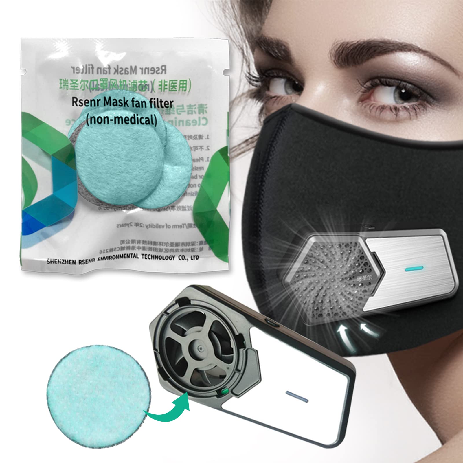 Rsenr Fan Filter Compatible with Rsenr R11 Portable Wearable Air Purifier Maskes Fan Filter(20 PCS) (HEPA Filter)