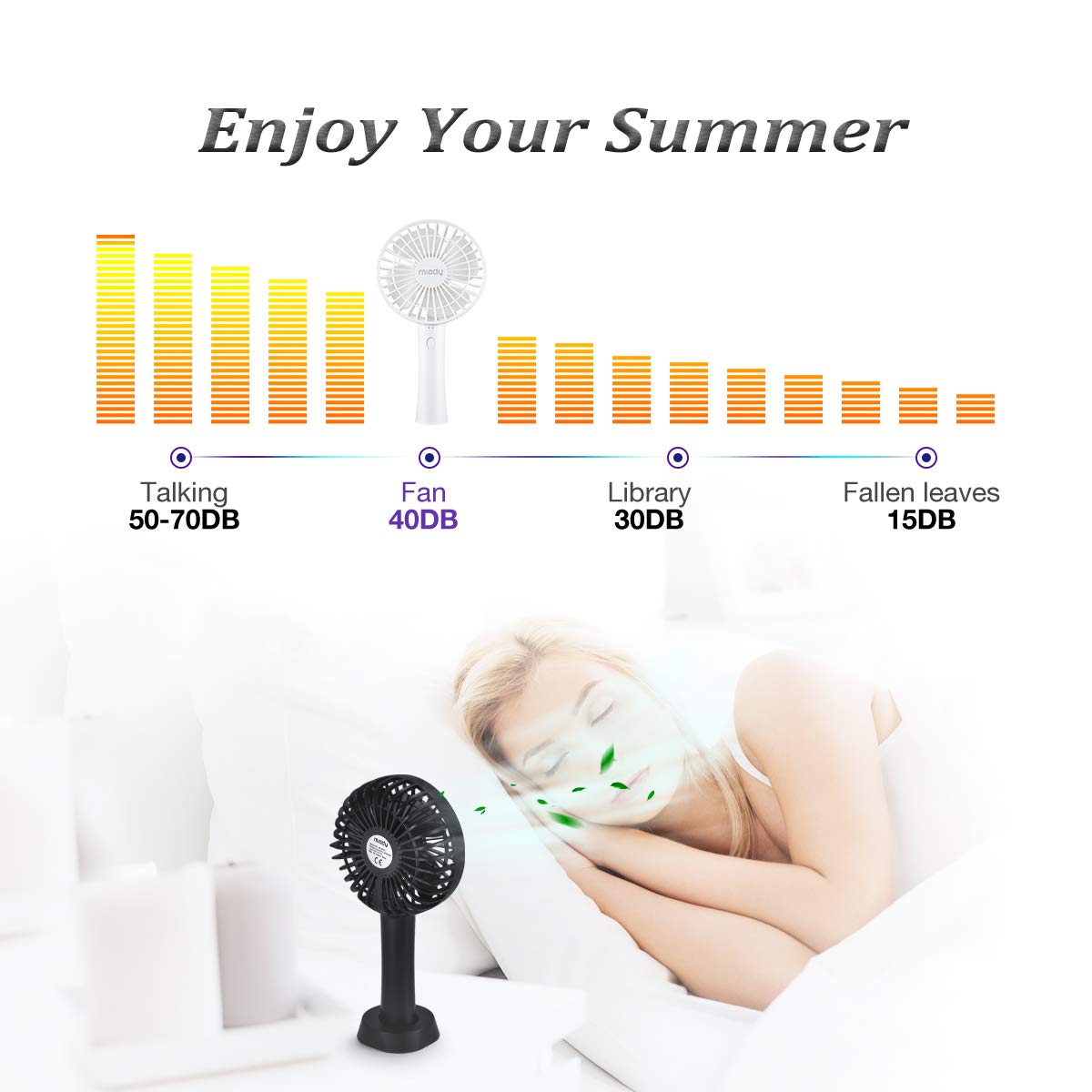 2-Pack Portable Handheld Fan 3 Speed Mini USB Desk Table Fan Personal Electric Small Fan for Travel Office Room Household Outdoor