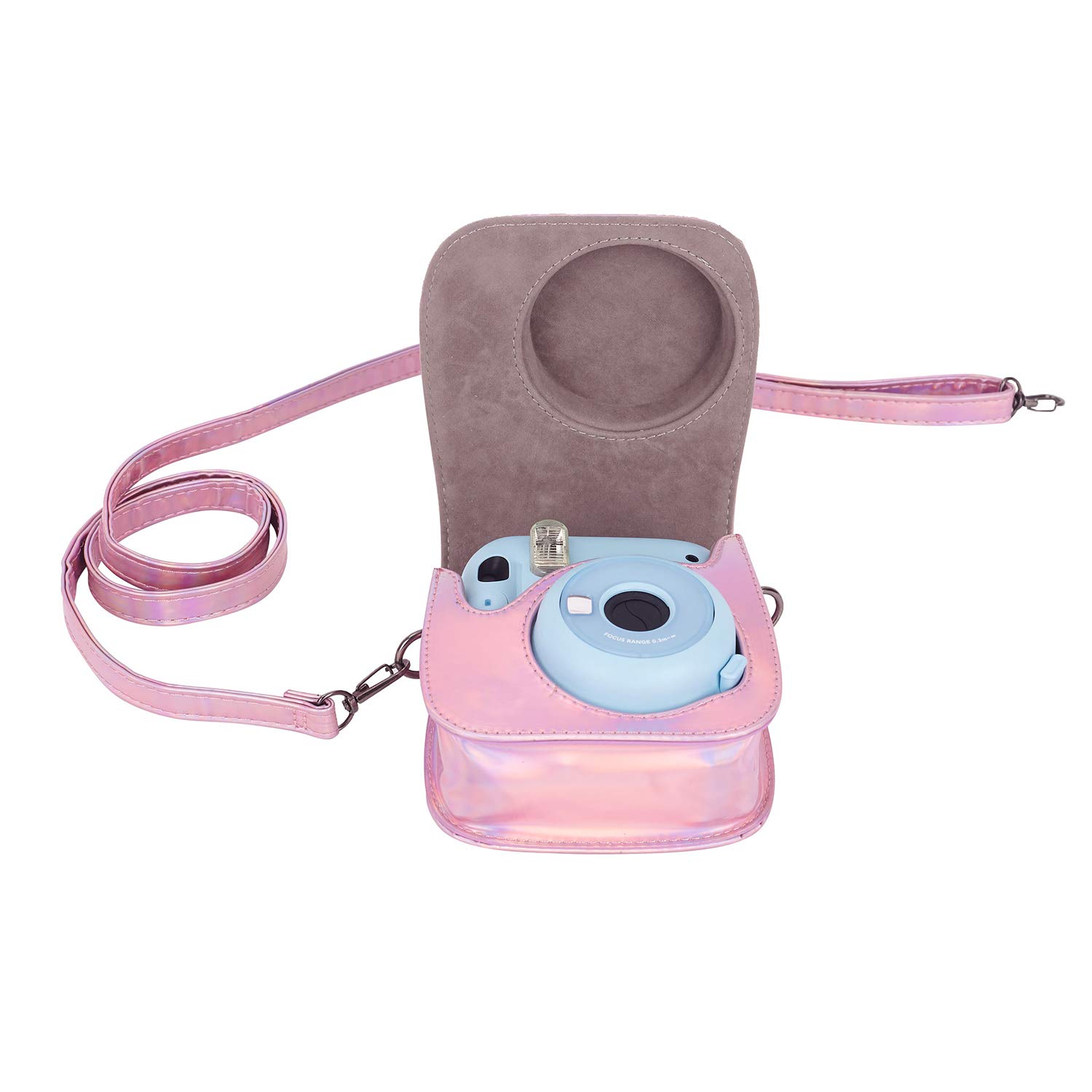 Phetium Instant mini 12 Camera Protective Case Compatible with Instax Mini 12 11,PU Leather Bag with Pocket and Adjustable Shoulder Strap (Magic Pink)