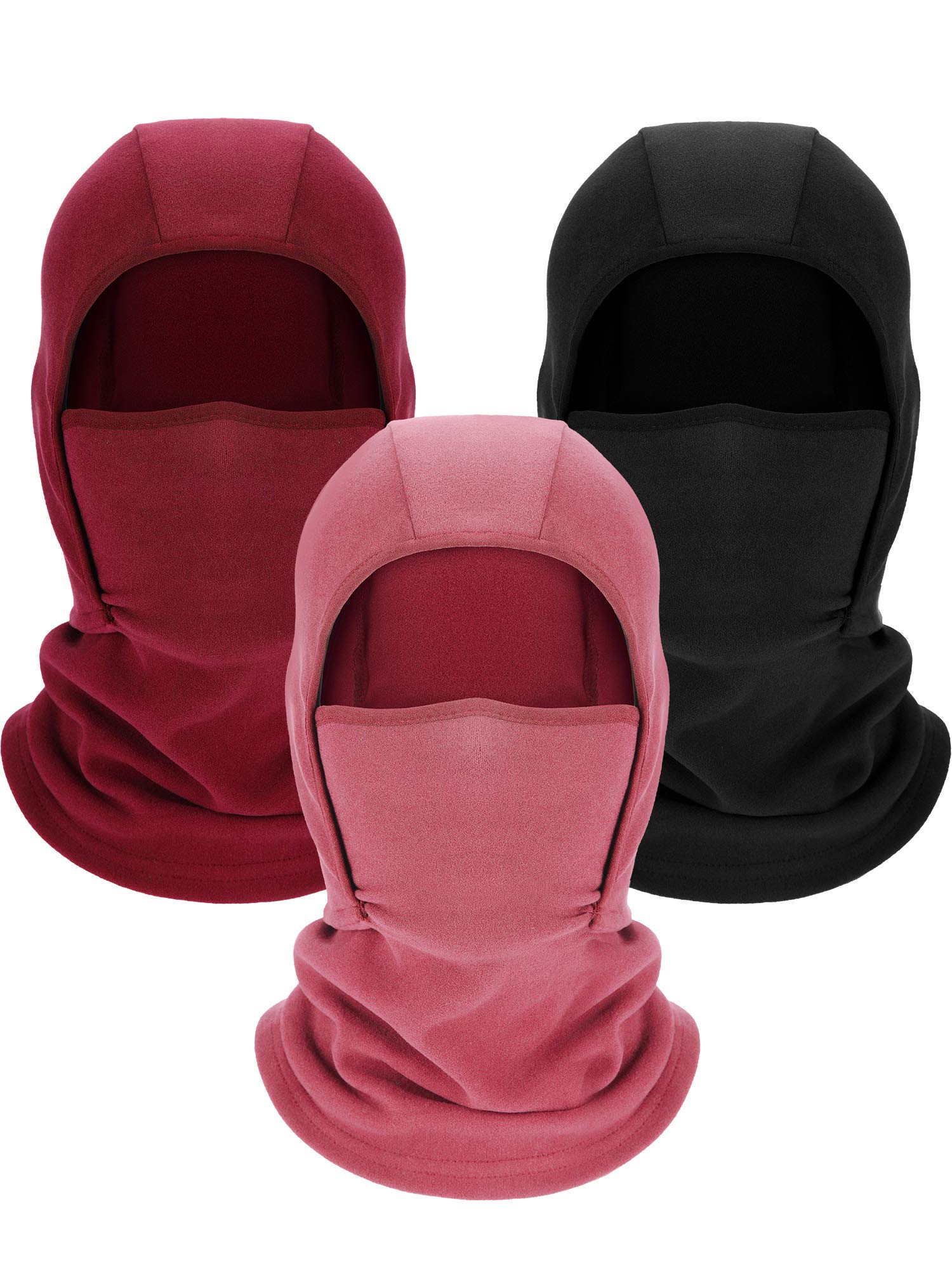 3 Pack Kids Balaclava Ski Mask Winter Face Mask for Boys Girls Windproof Warmer Adjustable Cold Weather Fleece Face Cover (Black, Grey, Navy Blue)