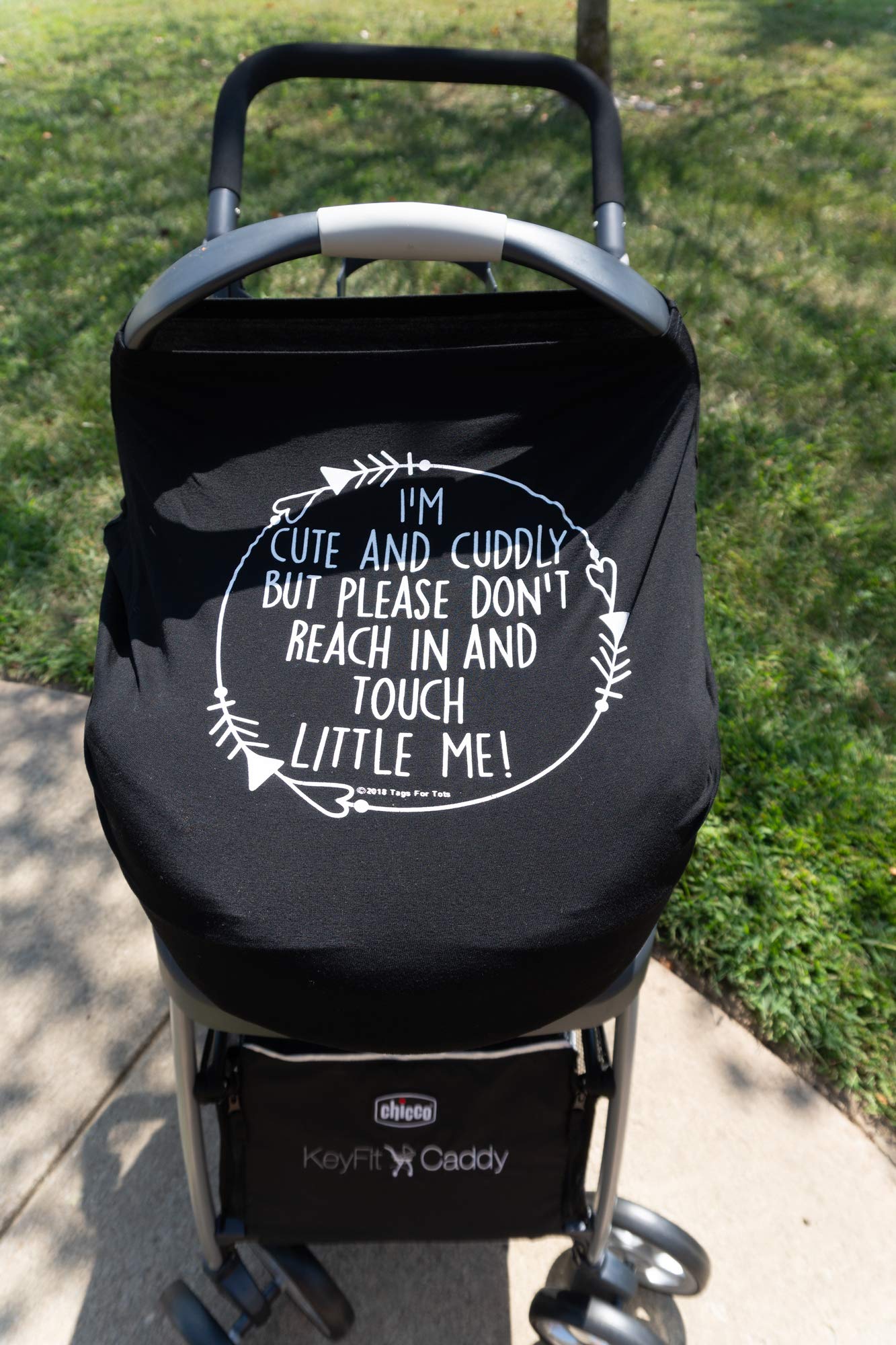 Car Seat 5 in 1 Cover - I'm Cute & Cuddly But Please Don't Touch Little Me (Black)