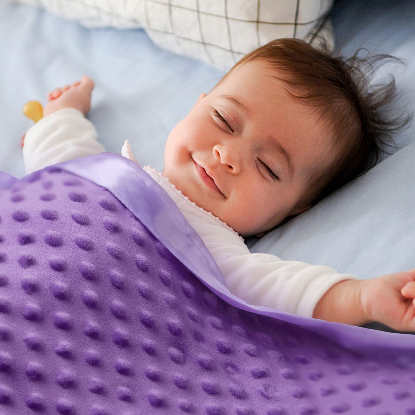 Pro Goleem Baby Soft Minky Dot Blanket with Silky Satin Backing Baby Gifts for Boys and Girls (Purple, 30ββ x 40ββ)
