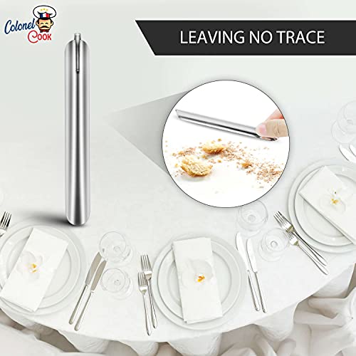 Colonel Cook✮✮ - Crumb Sweeper - Stainless Steel Waiter's Table Scraper with Storage Clip Holder - Food Remover, Cleaner, Scooper for Restaurant, Small Desk Cleaning Tool