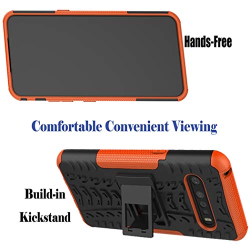 Yerebel for LG V60 ThinQ Case, V60 ThinQ 5G Case, with Kickstand Hard PC Back Cover Soft TPU Dual Layer Protection Phone Cover for LG V60 ThinQ (Orange)