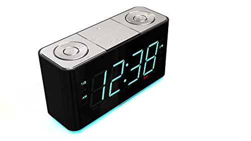 Emerson SmartSet Alarm Clock Radio with Bluetooth Speaker, Charging Station/Phone Chargers with USB port for iPhone/iPad/iPod/Android and Tablets, ER100301, Black