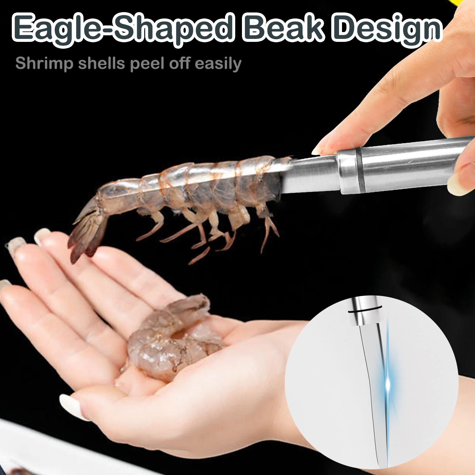 4 Pcs Multifunctional Shrimp Line Knife, Stainless Steel Shrimp Deveiner Tool Quick Shrimp Peeler, Multifunctional Shrimp Line Fish Maw Knife Shrimp Cleaner for Removing Shrimp Line, Fish Scales