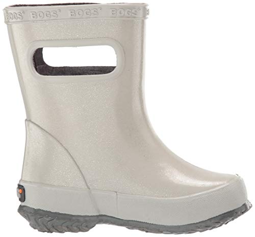 Bogs Skipper Rubber Waterproof Boys and Girls Rain Boot, Glitter-Silver, 6 US Unisex Infant