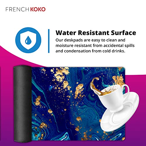 French Koko Large Mouse Pad, Long Desk Mat Keyboard Pad Desktop Accessories Home School College Decor Supplies Pretty Mousepad Big Computer Office Essentials Women Girls XL Cute Modern Marble