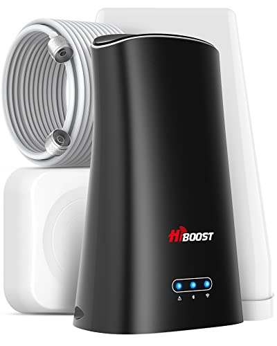 HiBoost Cell Phone Signal Booster for All Carriers| Up to 2000 Sq Ft| High Power Outdoor Receiving Antenna and Indoor Transmitting Antenna|for 5G/4G/3G LTE|App Service + Install| FCC Approved