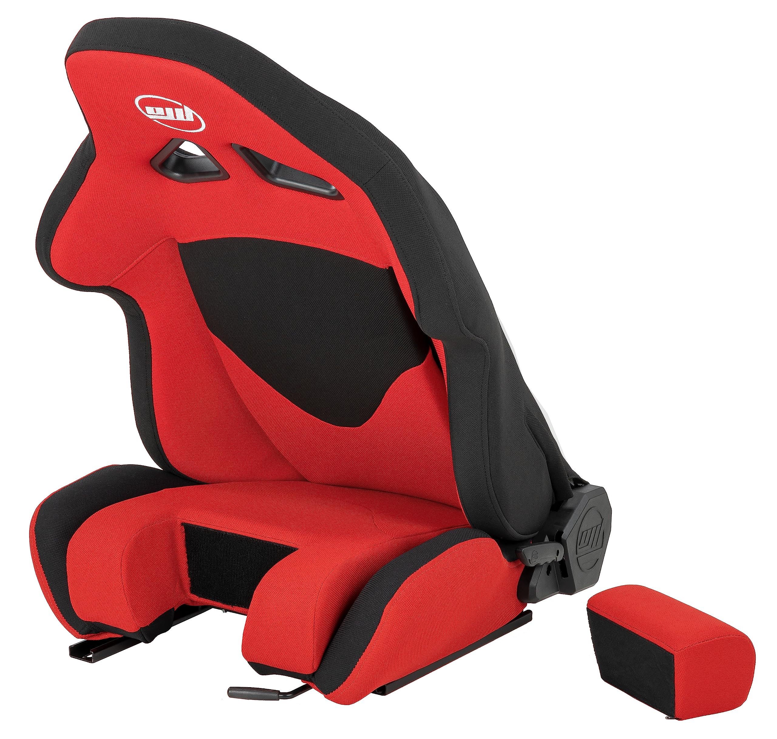 SimFab Flight Simulator Seat With Seat Base Cut Out For Fighter Stick Or Helicopter Collective, red