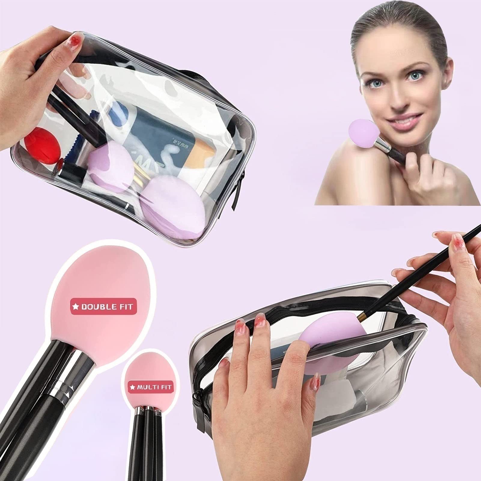 3 Pack Makeup Brush Holder Size 3 Silicone Makeup Brush Travel Makeup Brush Cover Reusable Makeup Brush Protector Protective Brush Makeup Organizer (3 pink)