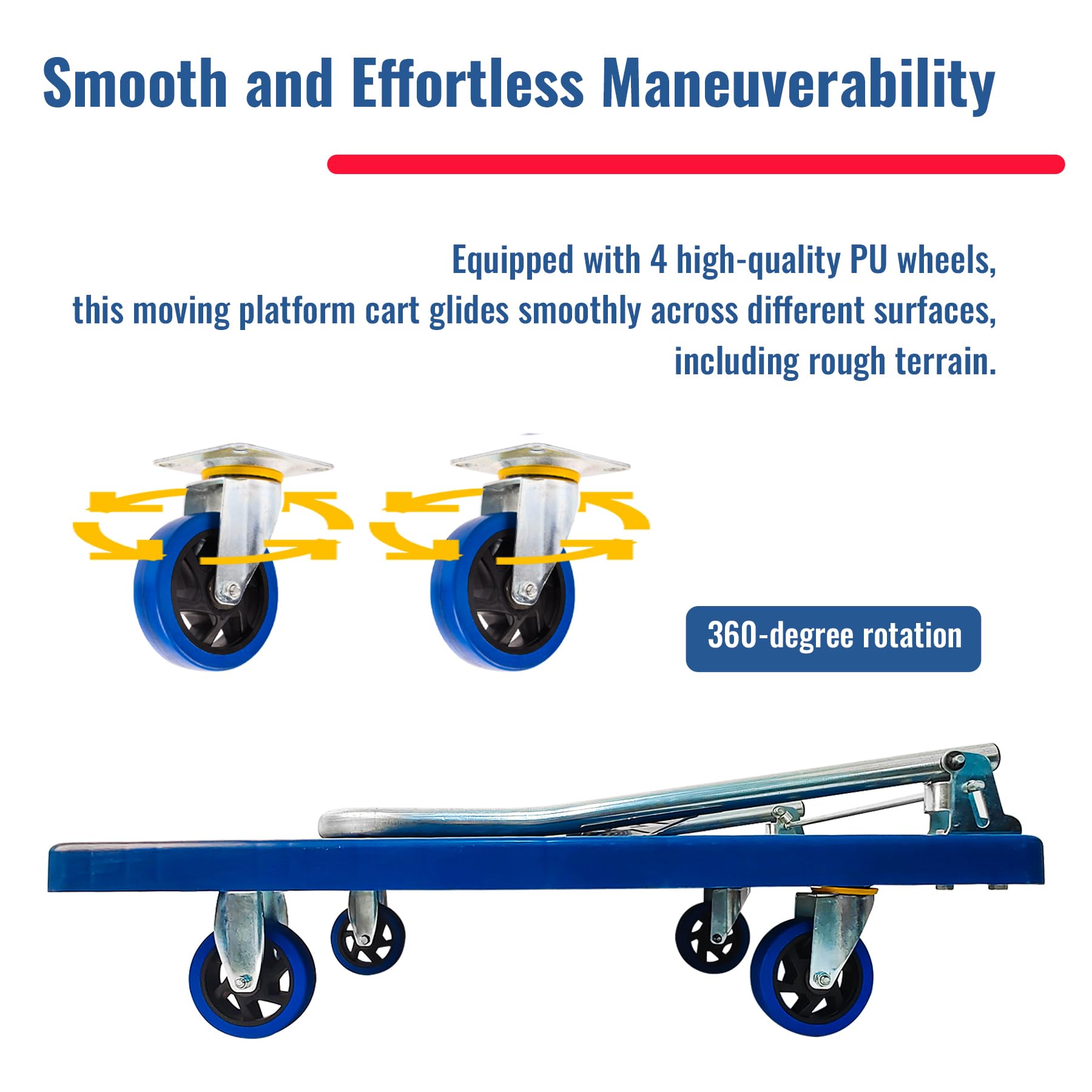 4 Pack Foldable Platform Truck Dolly Swivel Wheels, Wheels for Platform Hand Truck