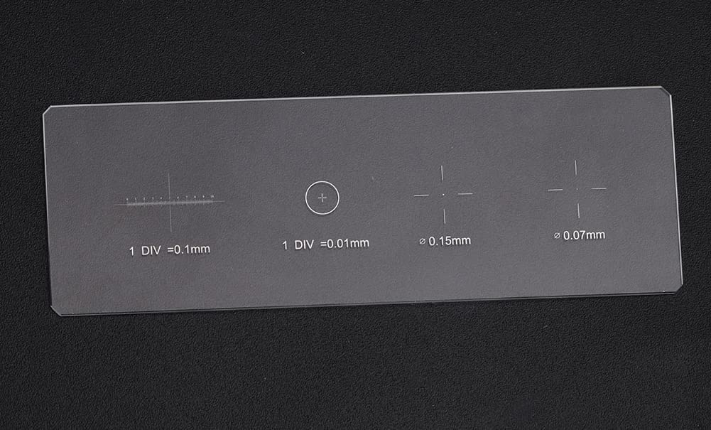 SANON Microscope Slides, Microscope Objective Micrometer Calibration Slide Glass Stage Micrometer with Four Graduated Scales DIV 0. 01mm