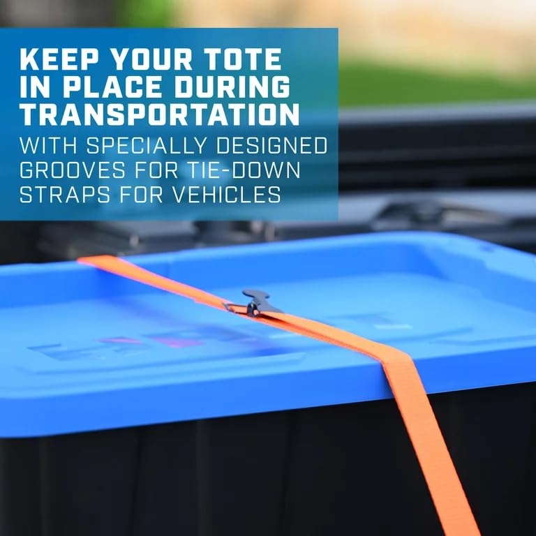 27 Gallon Heavy Duty Latching Plastic Storage Bin Container, Black