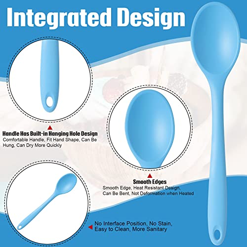 4 Pcs Silicone Mixing Spoons Nonstick Heat Resistant Silicone Utensil Spoons Silicone Basting Cooking Spoons Multicolor Serving Baking Spoons for Kitchen Baking Serving Stirring