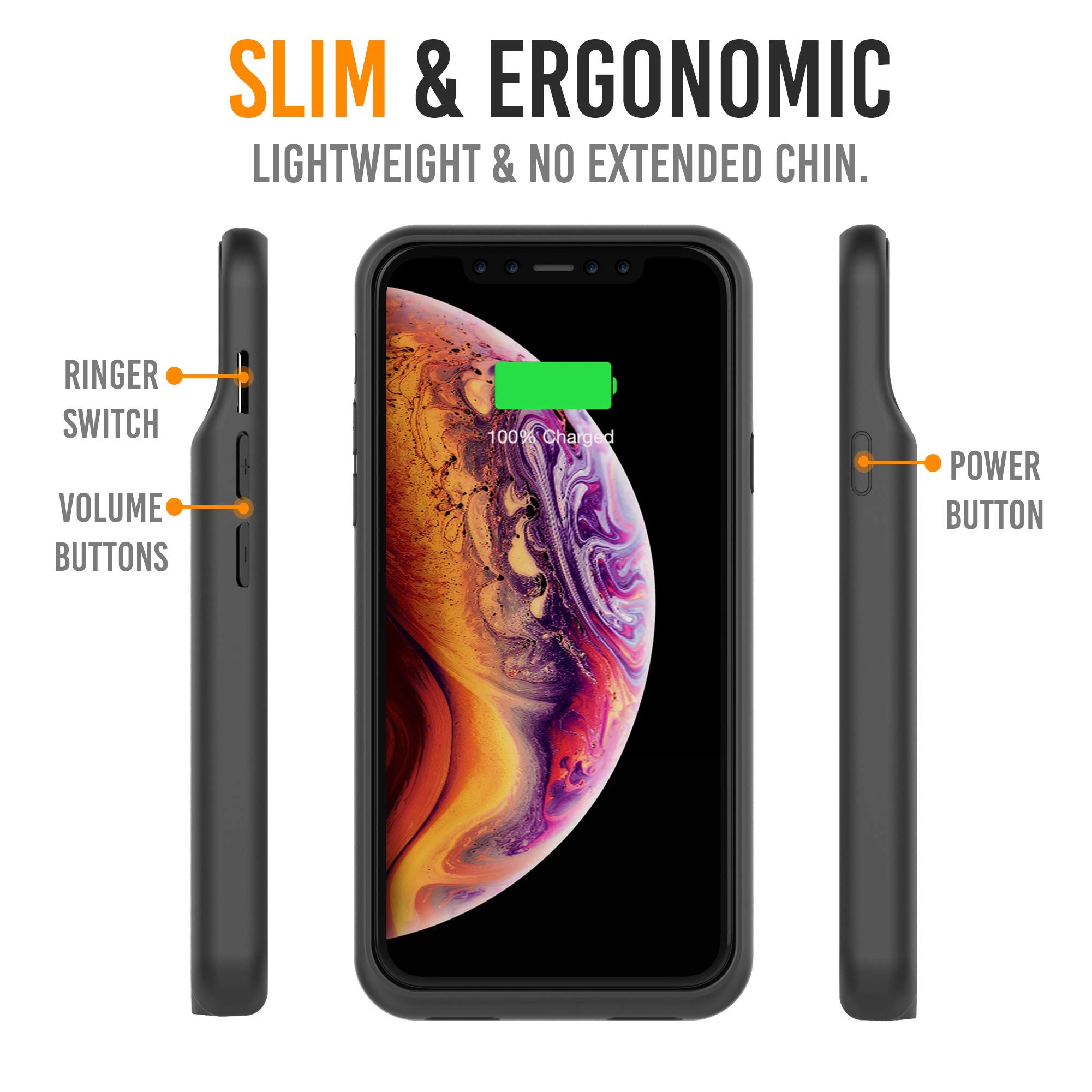 Alpatronix iPhone 11 Pro Battery Case (5.8 inch), 5000mAh Slim Portable Protective Extended Charger Cover with Wireless Charging Compatible with Lightning Audio and CarPlay - BXXI Pro – Matte Black