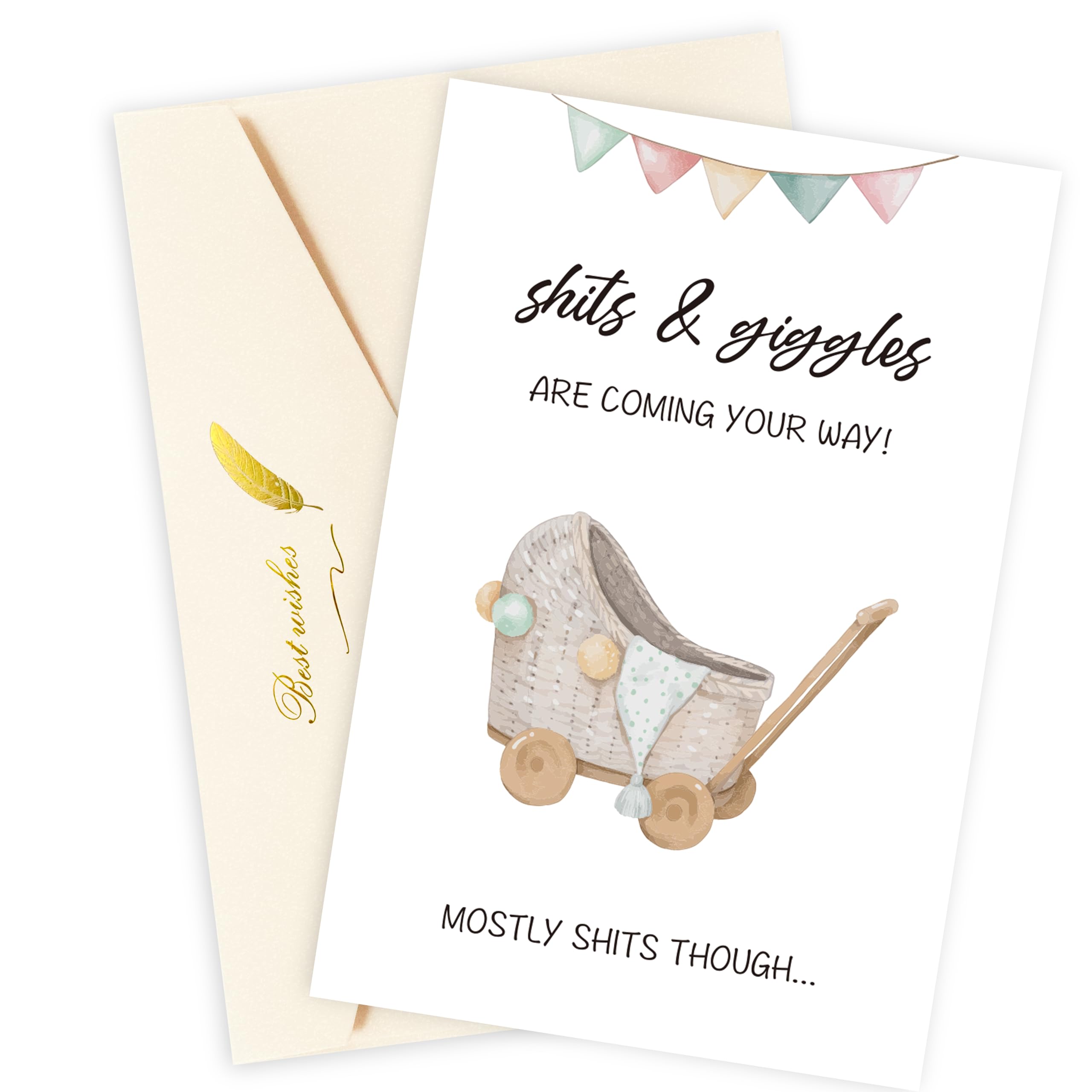 Mulbozy Adorable New Baby Congrats Card, Funny Baby Shower Card Gift for Mom, Cute Baby Shower Card for Boy, Girl