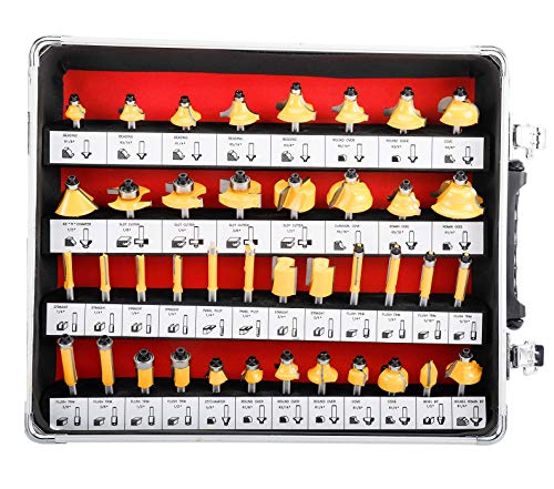 8milelake 100 pcs 1/4inches Shank Router Bit Set Tungsten Carbide Tips Woodworking Kit, Dovetails, Slot Cutters & Straight Router