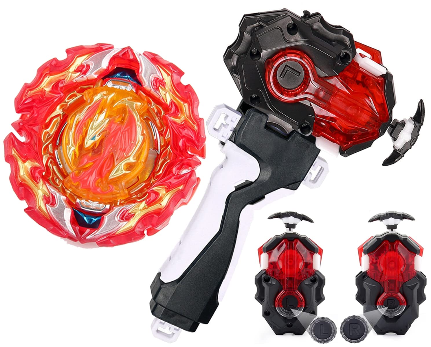CombatGyro B-184 Launcher LR Bay Blades Toy DB B-191 Prominence Phoenix Tapered Metal Universe-10 Starter Set Grip Metal Fusion Bey Battling Tops Burst Gaming Toy Gift for Boys Age 4-7 8-12+